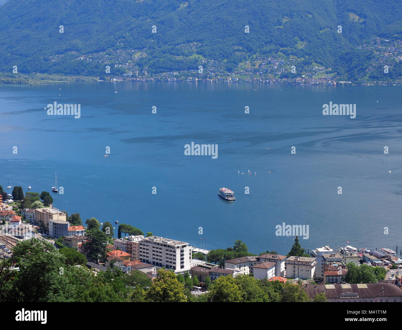 Panoramic view of swiss travel city of LOCARNO in SWITZERLAND and ...