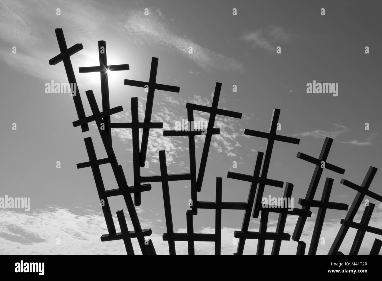 Crosses and silhouette Black and White Stock Photos & Images - Alamy