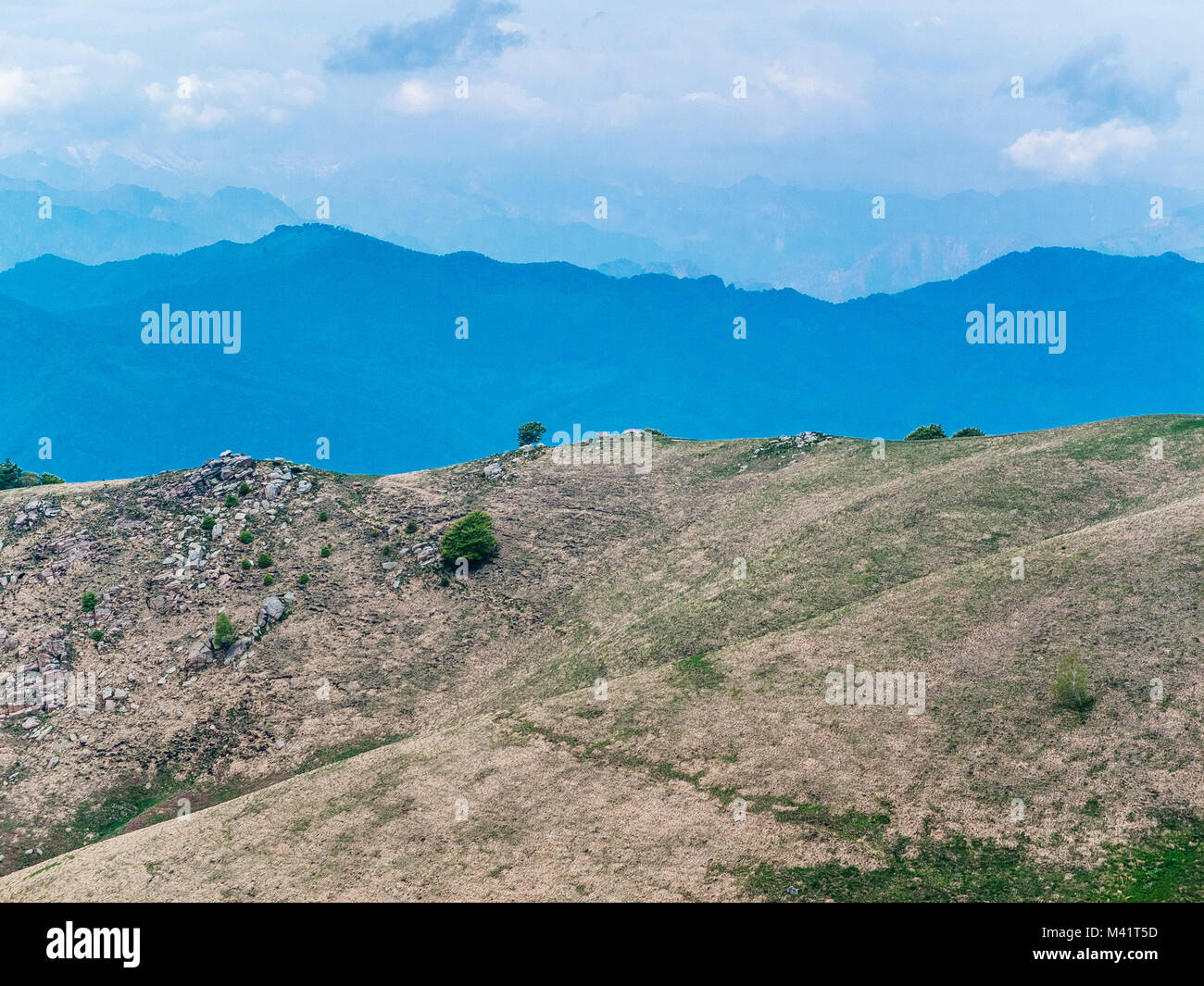 mountain landscape of Piedmontese pre-Alps, Mottarone, Italy Stock ...