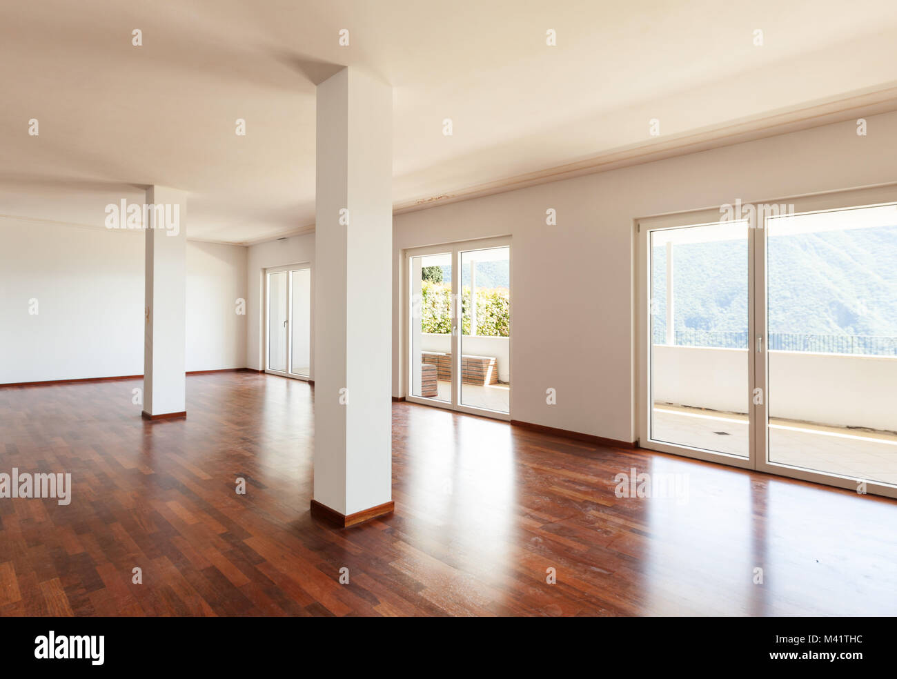interior apartment, large living room with column Stock Photo - Alamy
