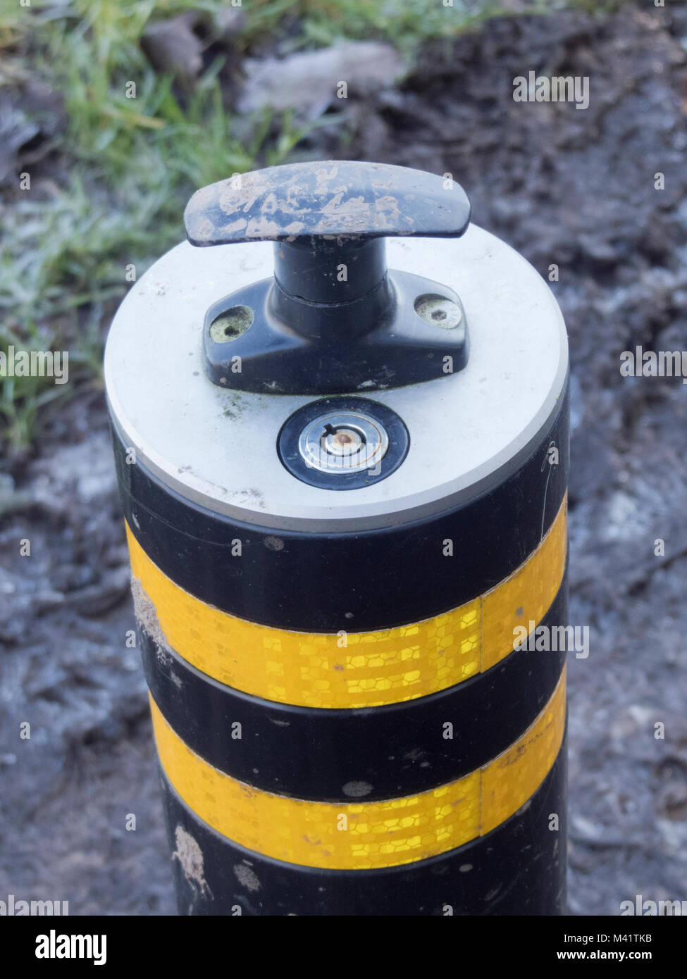 Retractable Collapsing Telescopic Traffic Locking Post on a Public ...