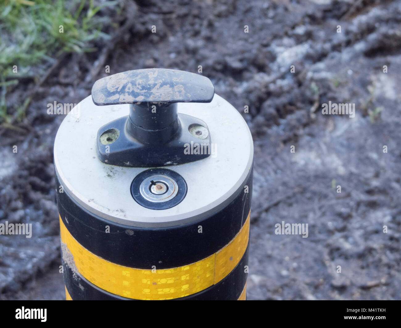 Retractable Collapsing Telescopic Traffic Locking Post on a Public ...