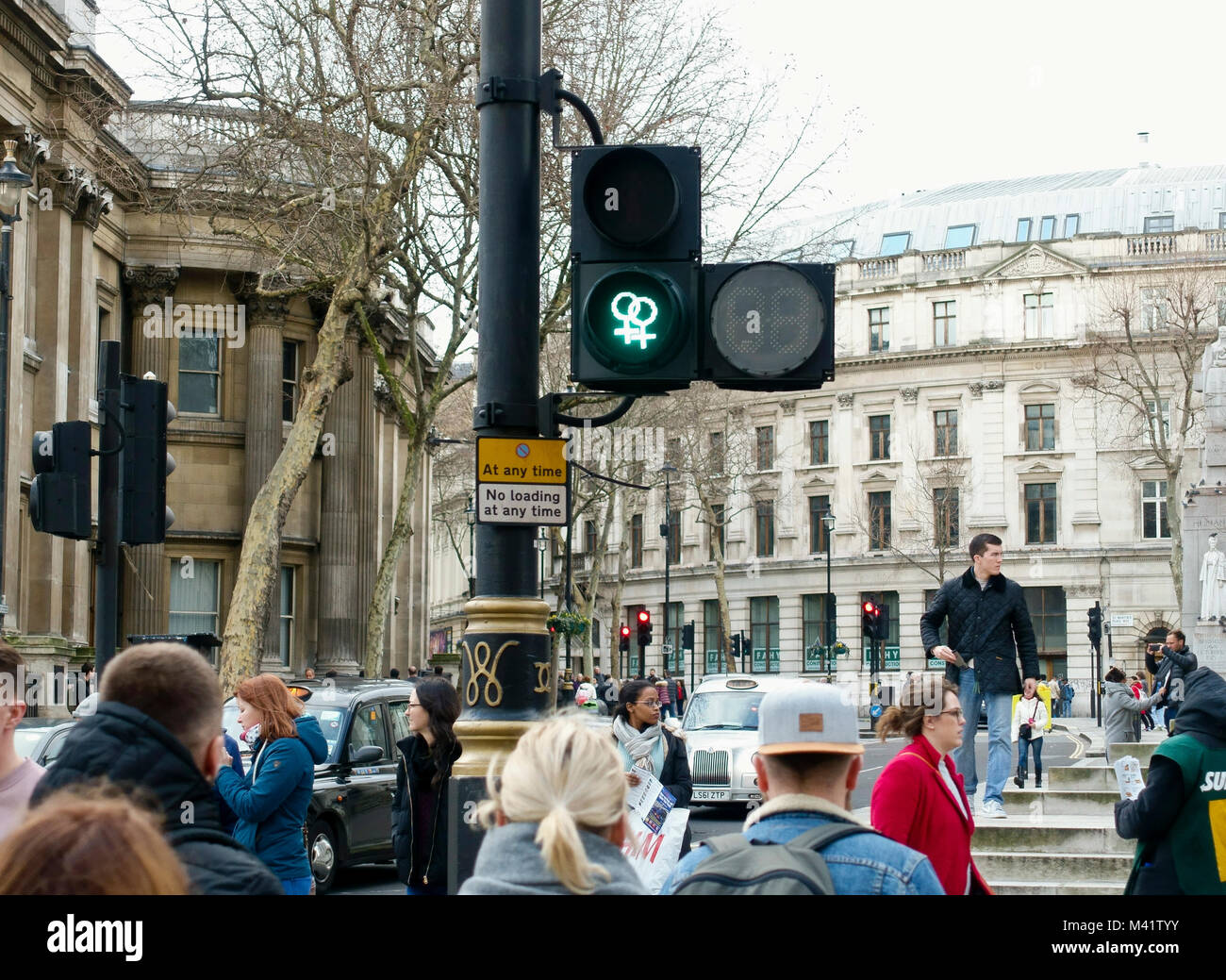 LGBT pedestrian traffic lights Trafalgar Square London England UK Stock ...