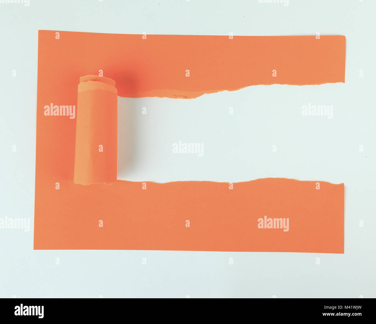 background .orange torn paper on white cardstock Stock Photo - Alamy