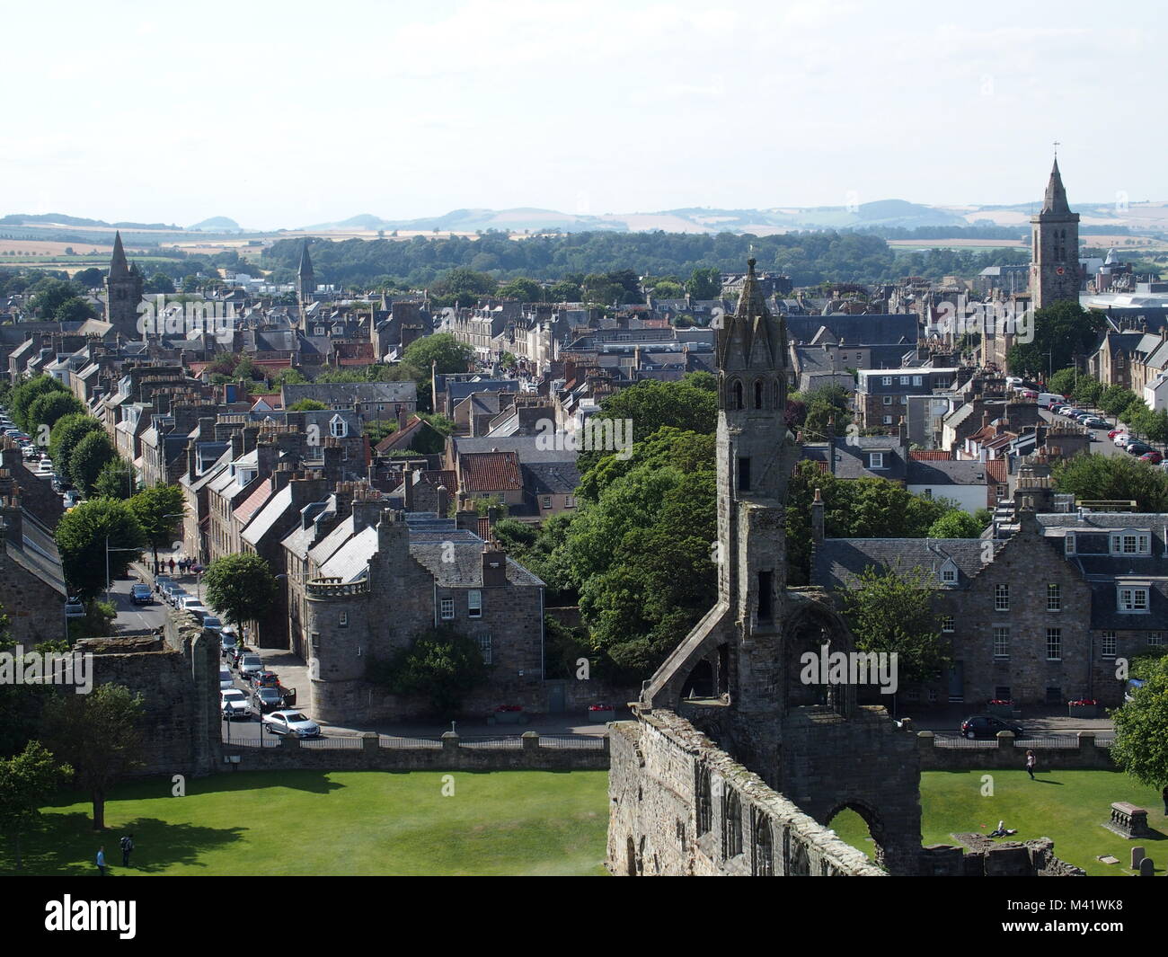 St Andrews city in Scotland with view on ruins of gothic cathedral ...