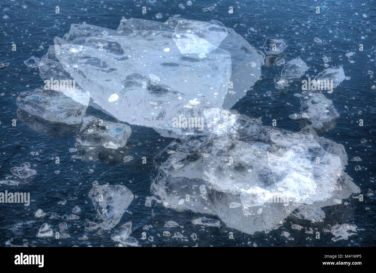 ice cover on an icebound lake Stock Photo - Alamy