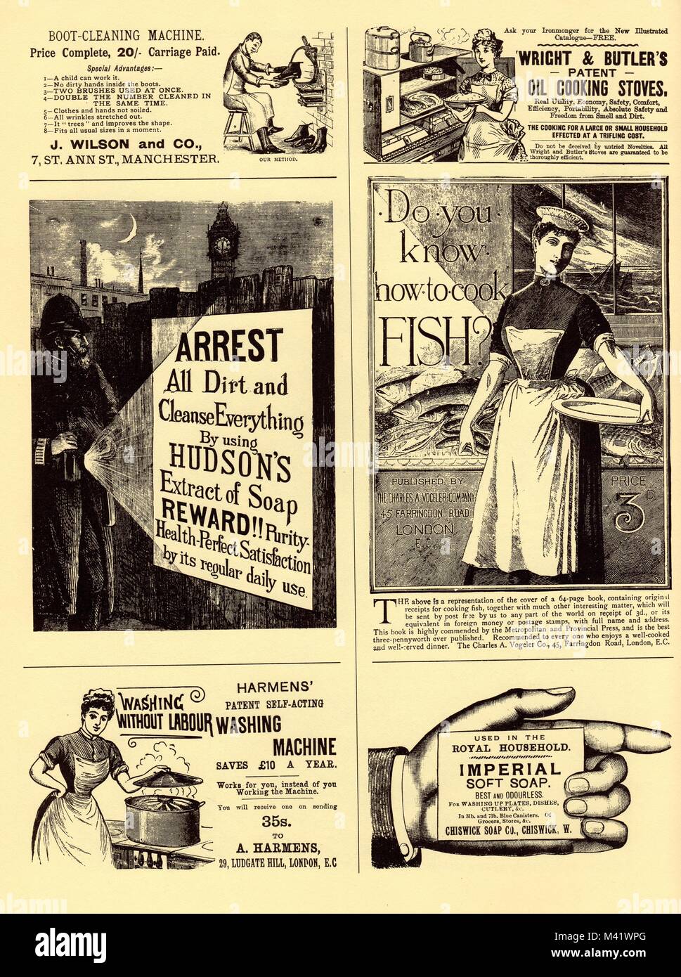 Selection of Victorian and Edwardian advertisements Stock Photo - Alamy