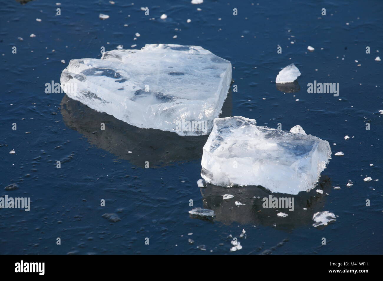 ice cover on an icebound lake Stock Photo - Alamy