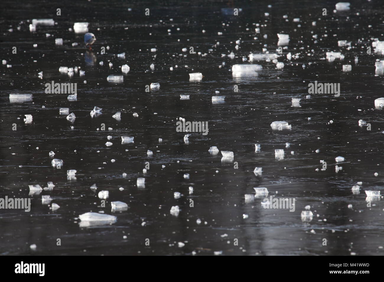 ice cover on an icebound lake Stock Photo - Alamy