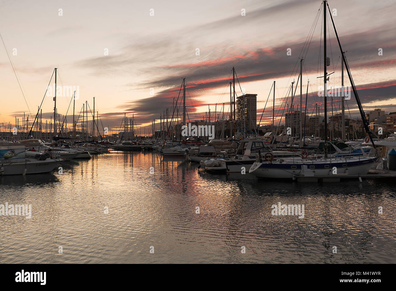 Alicante, Spain. February 9, 2018: Views of the Port of Alicante during ...