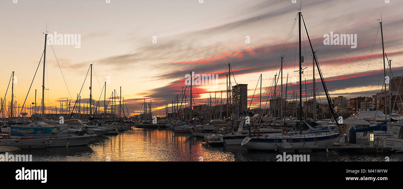 Alicante, Spain. February 9, 2018: Views of the Port of Alicante during ...