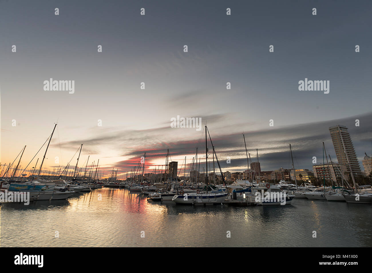 Alicante, Spain. February 9, 2018: Views of the Port of Alicante during ...