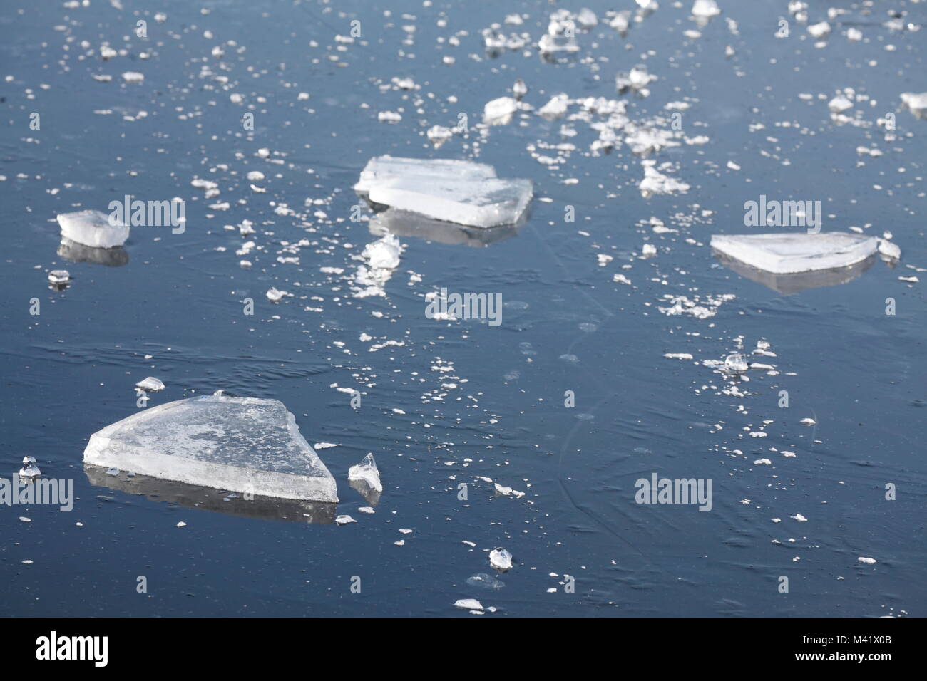ice cover on an icebound lake Stock Photo - Alamy