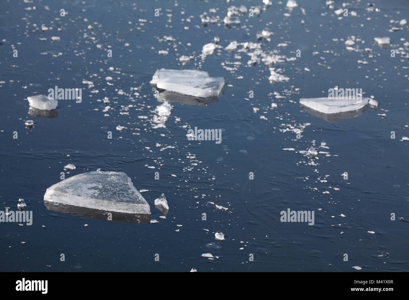 ice cover on an icebound lake Stock Photo - Alamy