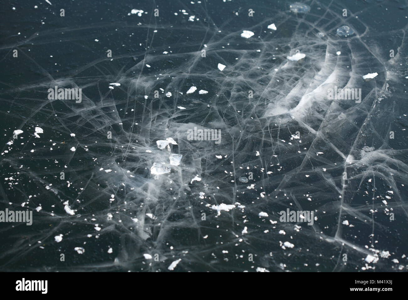 ice cover on an icebound lake Stock Photo - Alamy