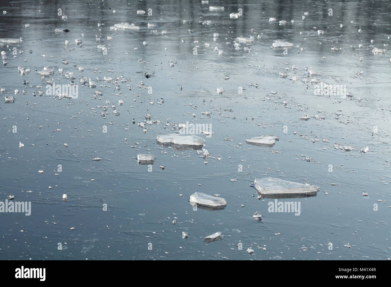 ice cover on an icebound lake Stock Photo - Alamy