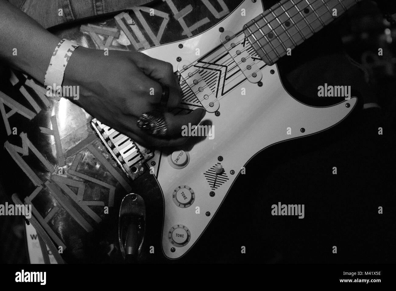 Rock band member playing Black and White Stock Photos & Images - Alamy