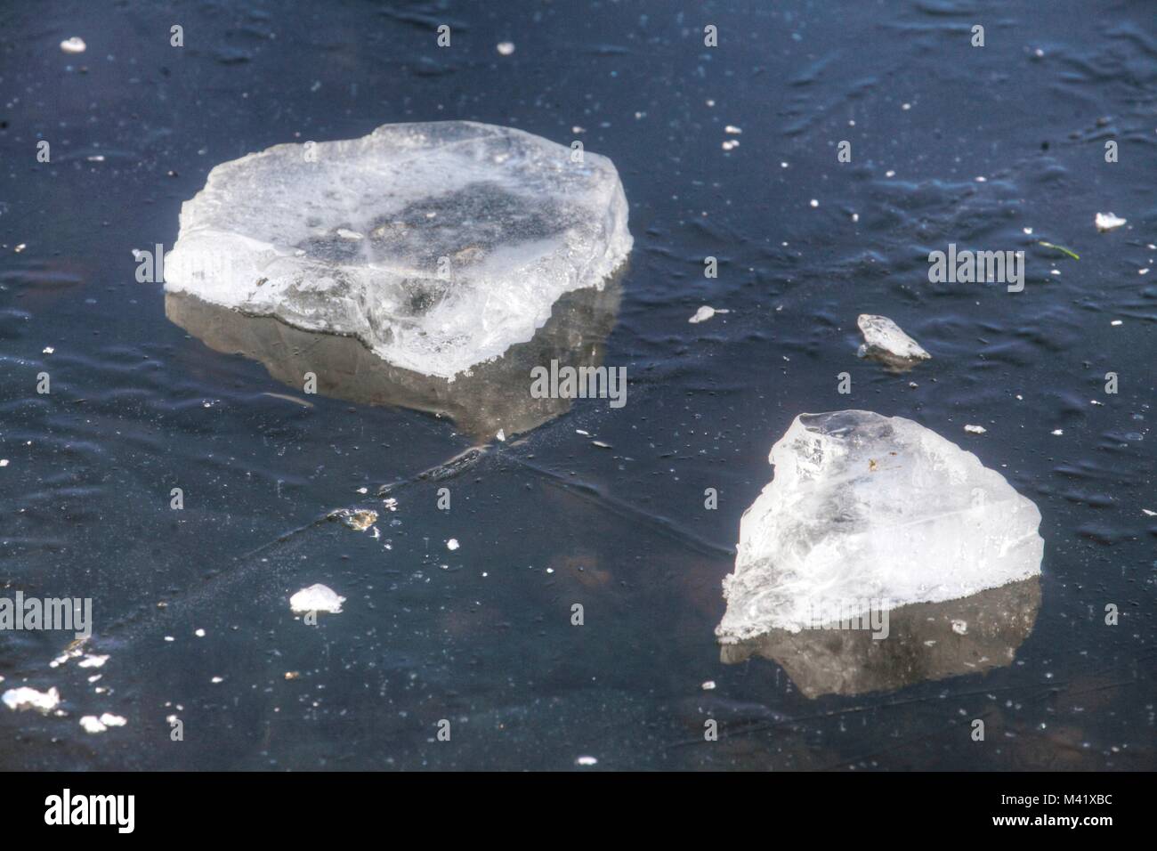 ice cover on an icebound lake Stock Photo - Alamy