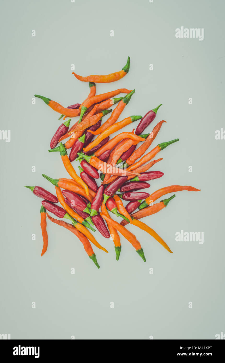 group of spicy colorful red and orange chilli pepper vegetables Stock ...