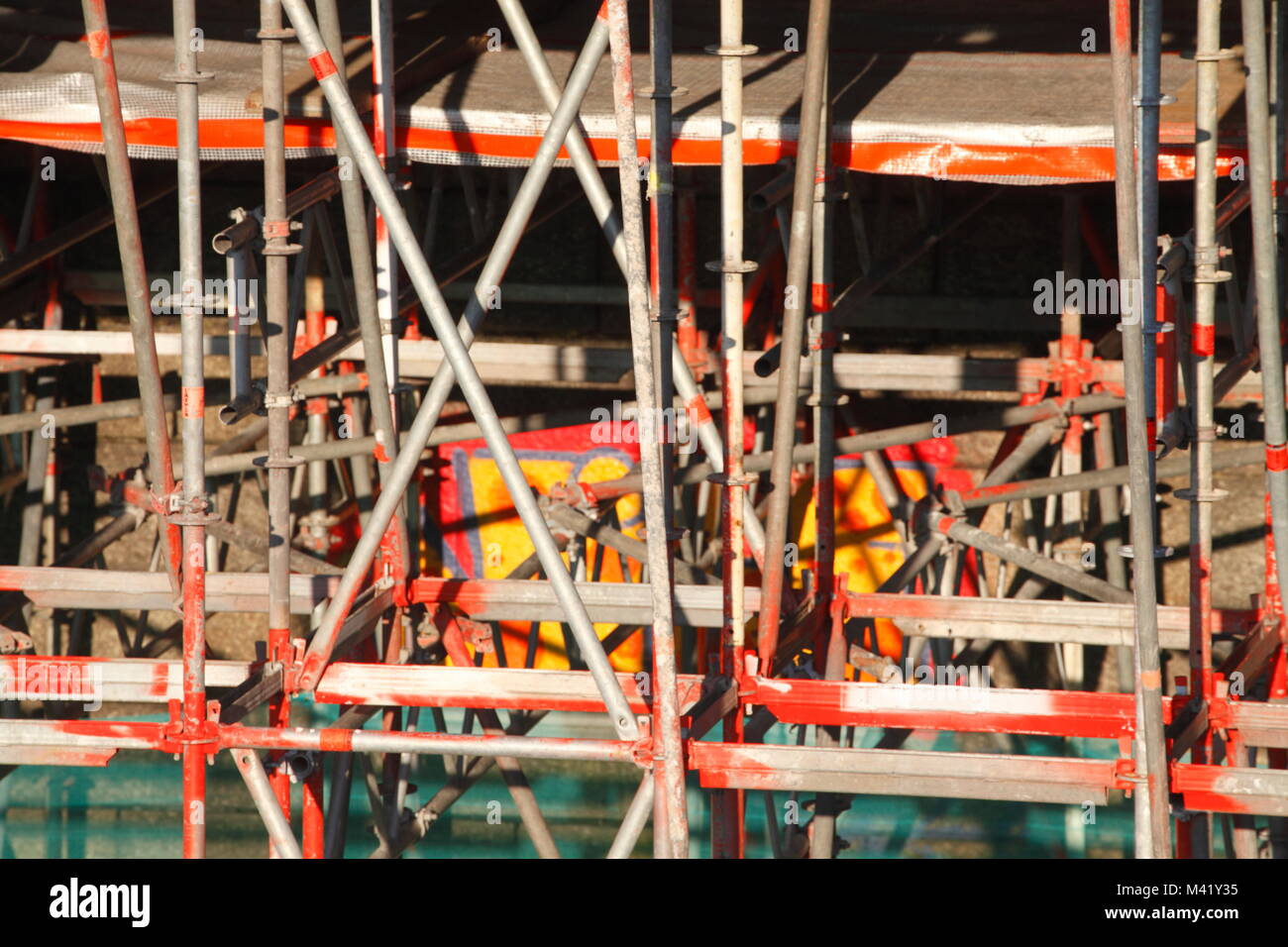 colorful scaffold on a construction site Stock Photo - Alamy