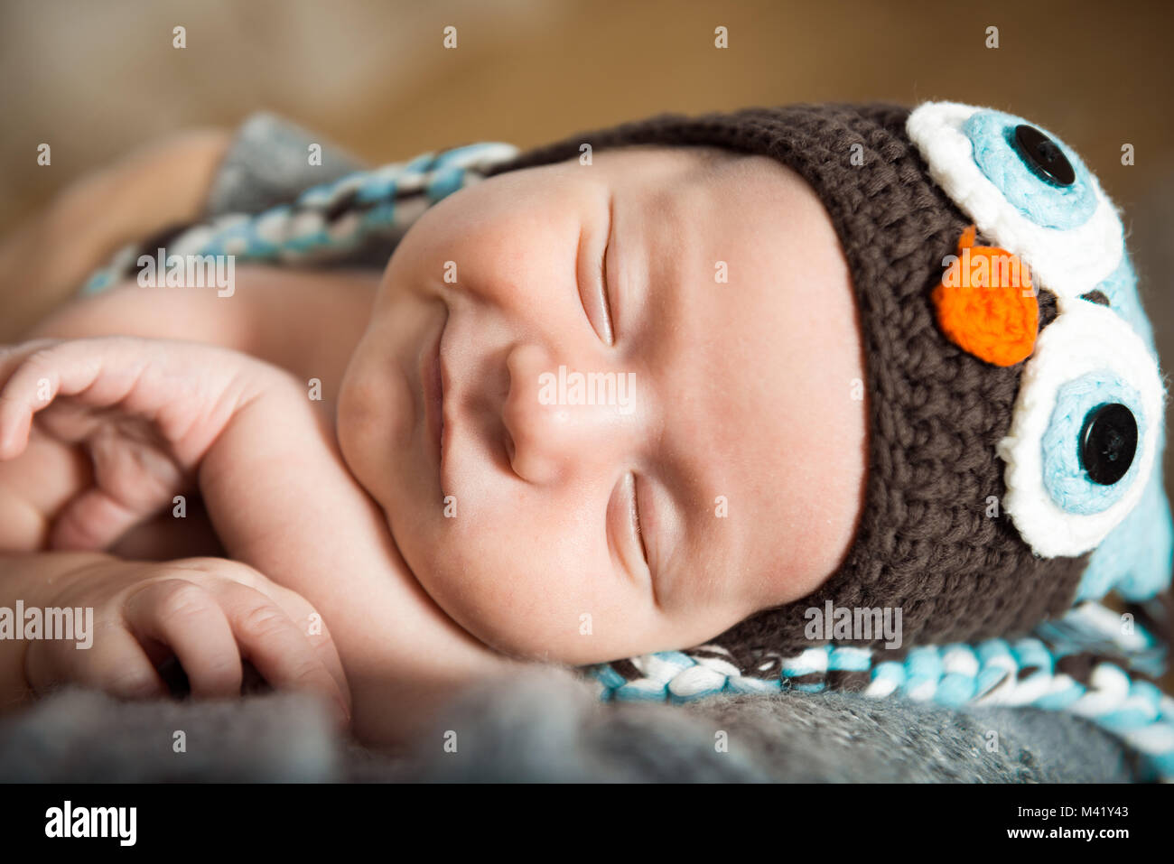 Infant. Portrait of a beautiful little child. Smiling baby closeup ...