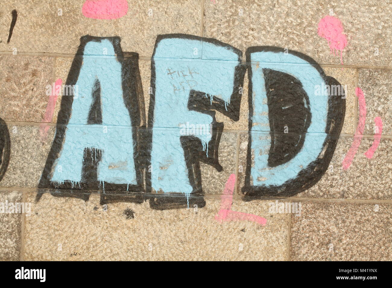 brown painted wall with blue Letters AFD Stock Photo - Alamy