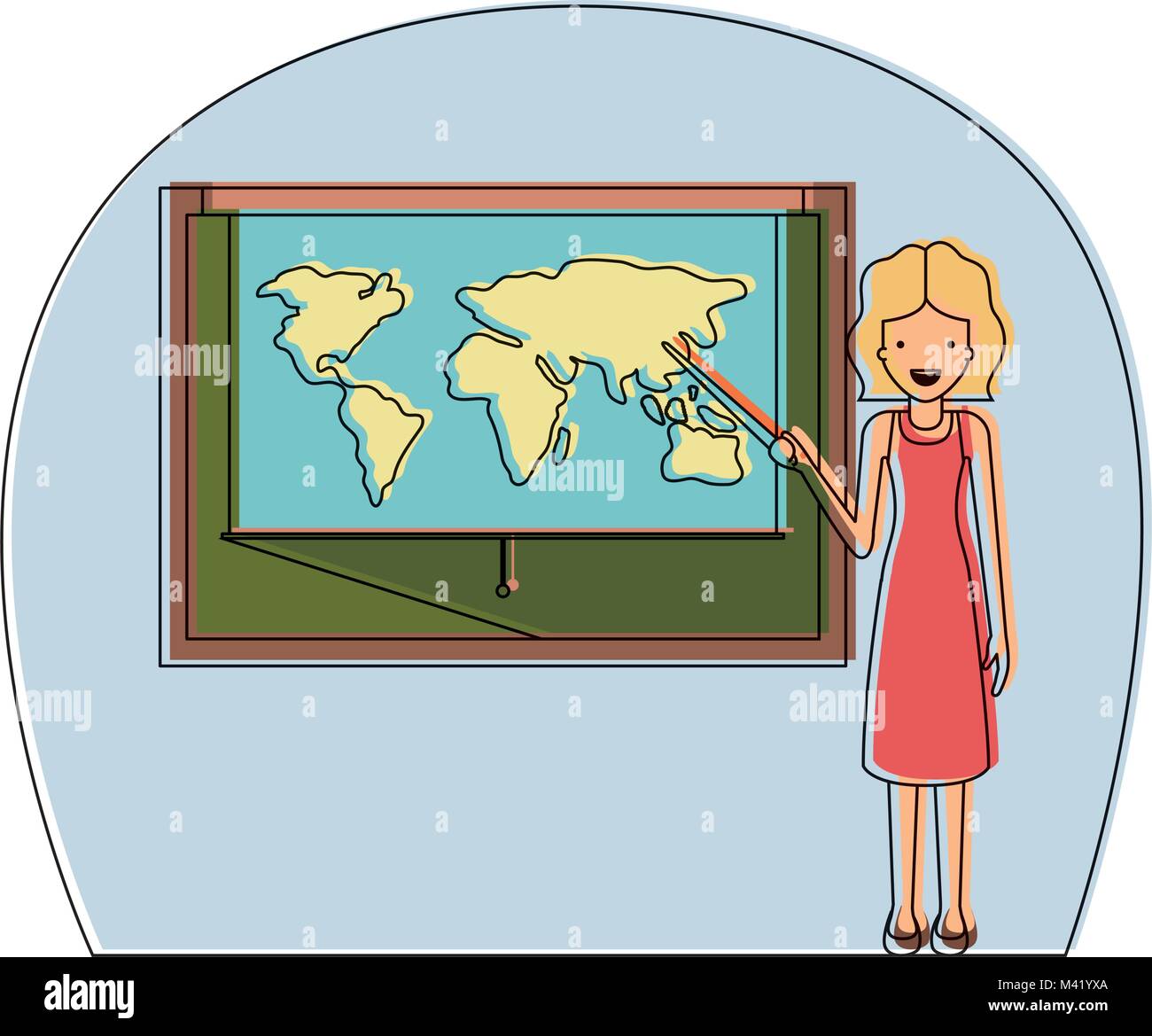 female teacher in geography class Stock Vector Image & Art - Alamy