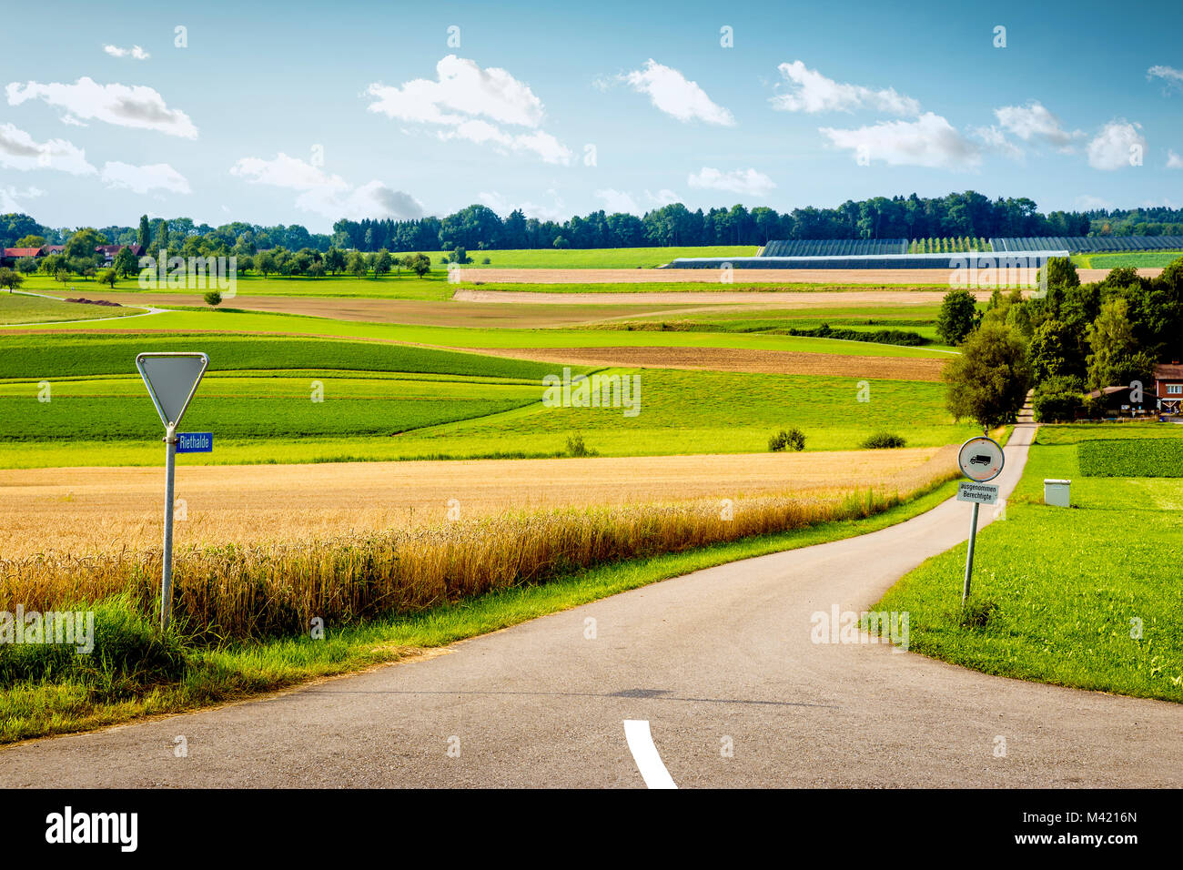 Idyllic peace of land showing agriculture on the countryside of ...