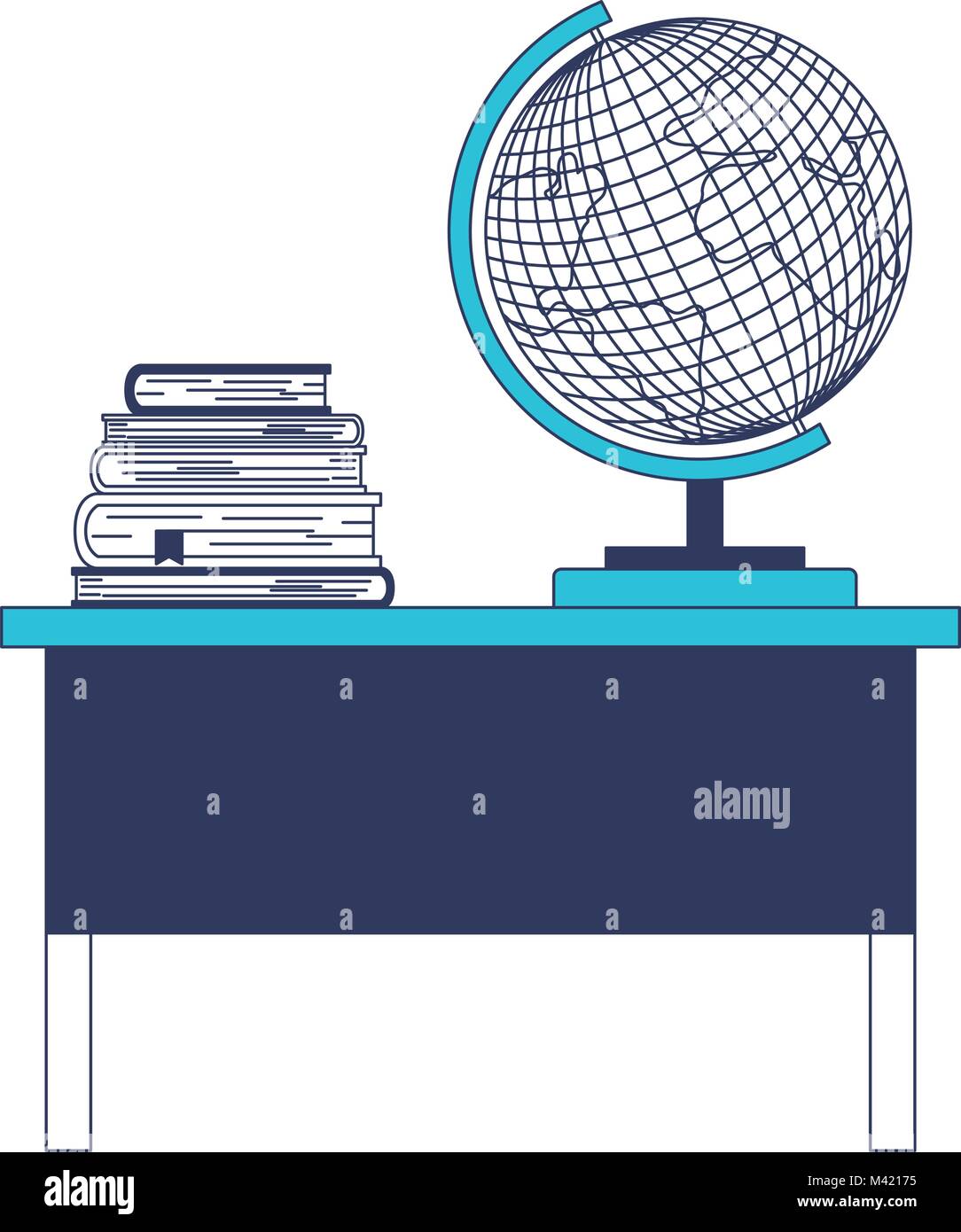 teacher desk with books and world planet Stock Vector Image & Art - Alamy