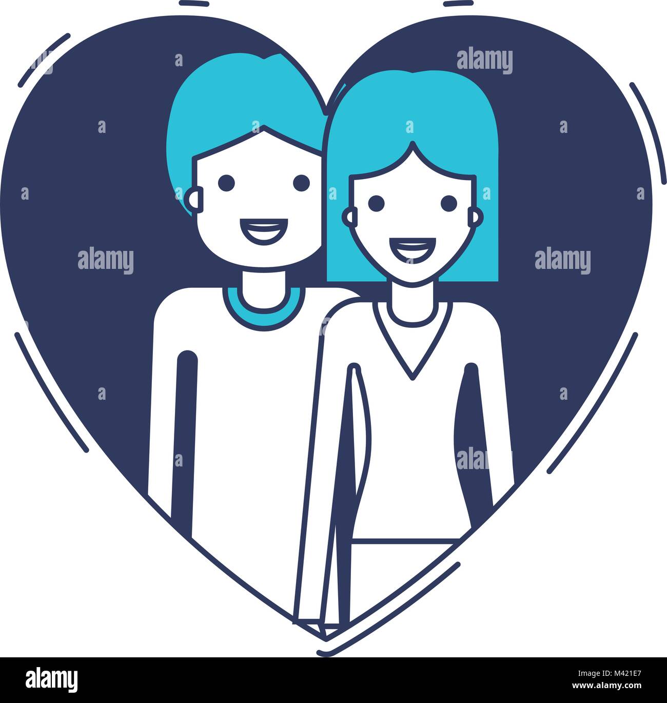 couple inside heart characters Stock Vector Image & Art - Alamy
