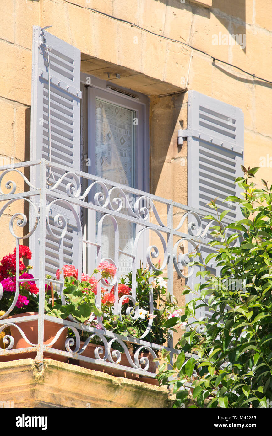Detail from typical French house with balcony Stock Photo - Alamy