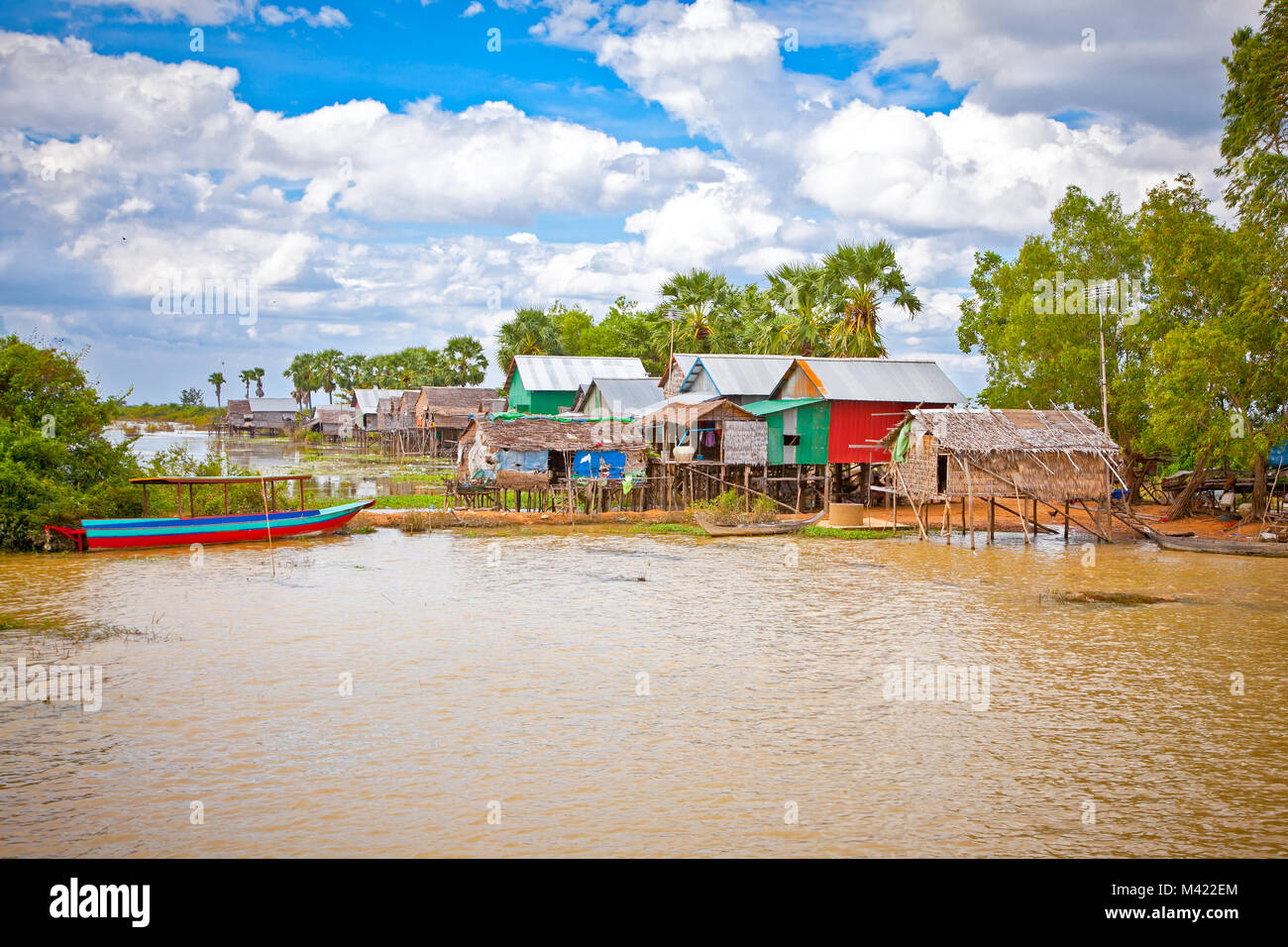 The floating village on the water of Tonle Sap lake. Cambodia Stock ...
