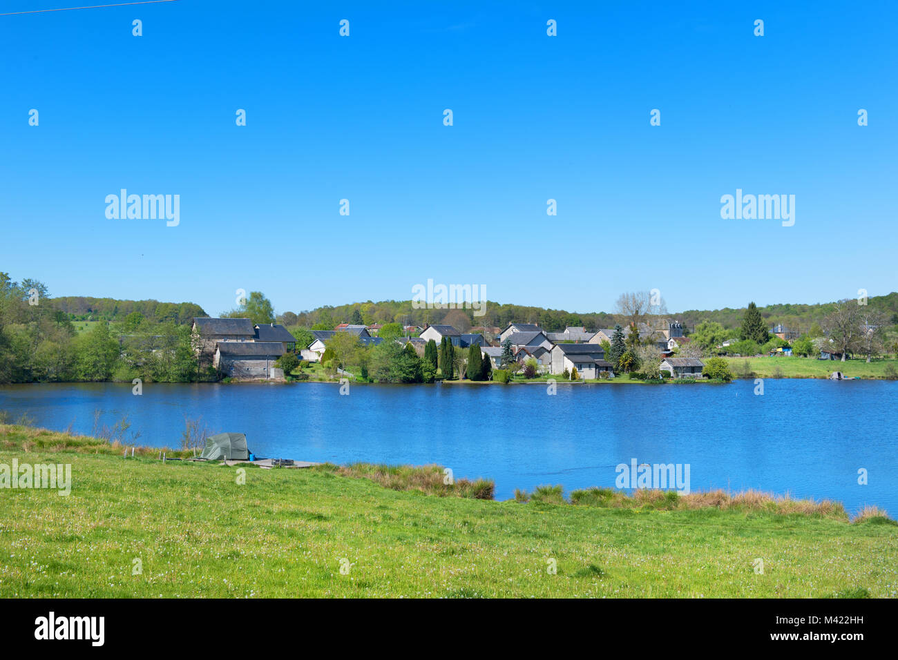 Landscape with lake in French Limousin Stock Photo - Alamy