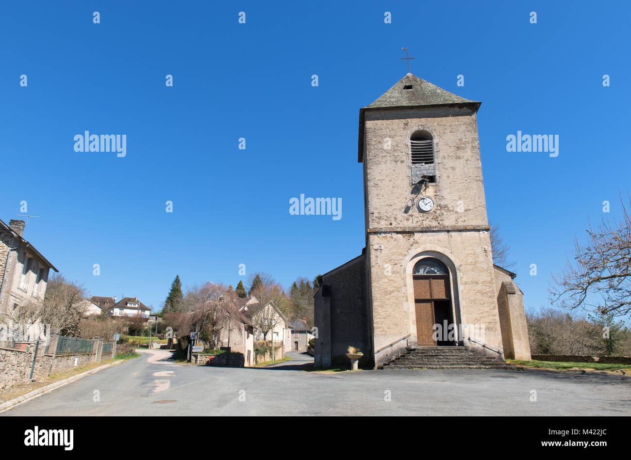 Little church in Village in the French Limousin Stock Photo - Alamy