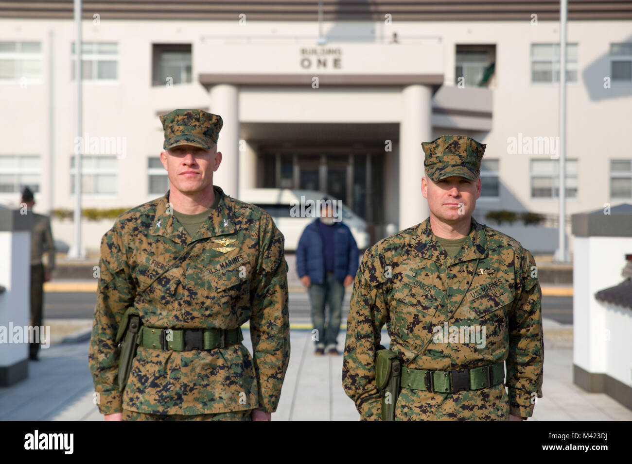 U.S. Marine Corps Sgt. Maj. Christopher J. Garza, right, former ...