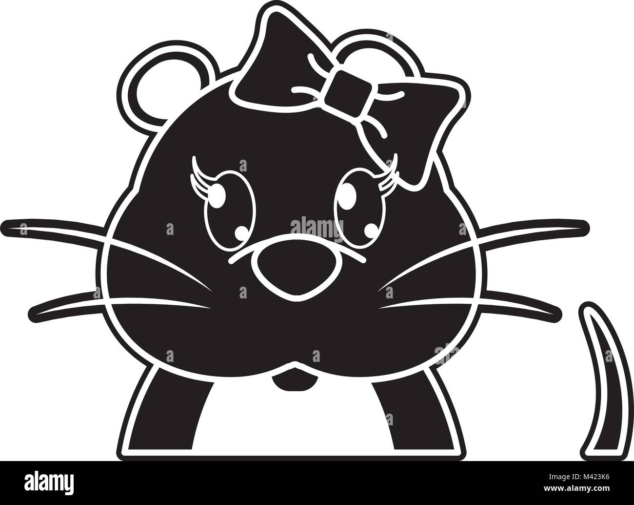 silhouette adorable female mouse cute animal Stock Vector Image & Art ...