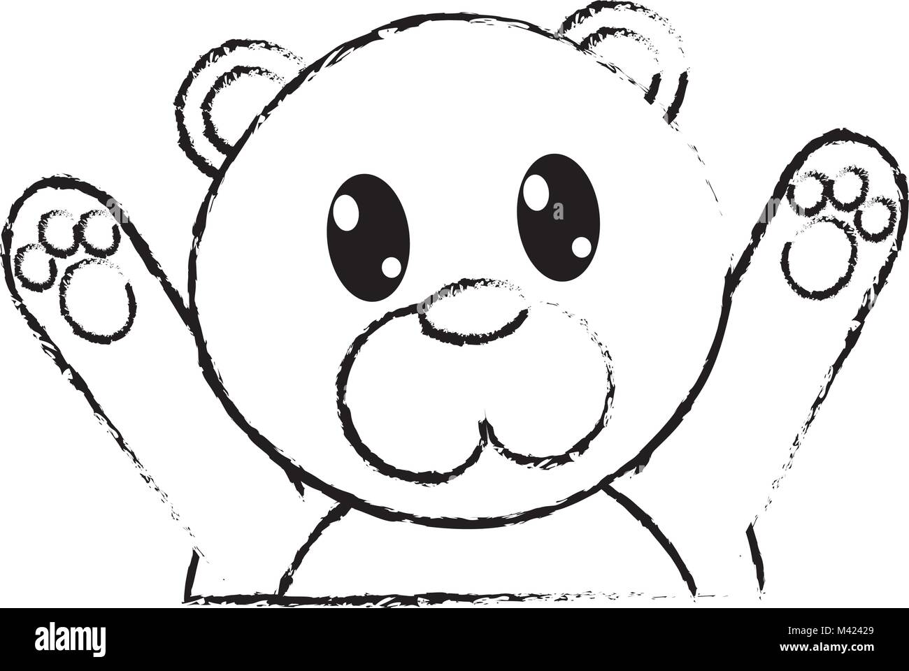 grunge bear cute animal with hands up Stock Vector Image & Art - Alamy
