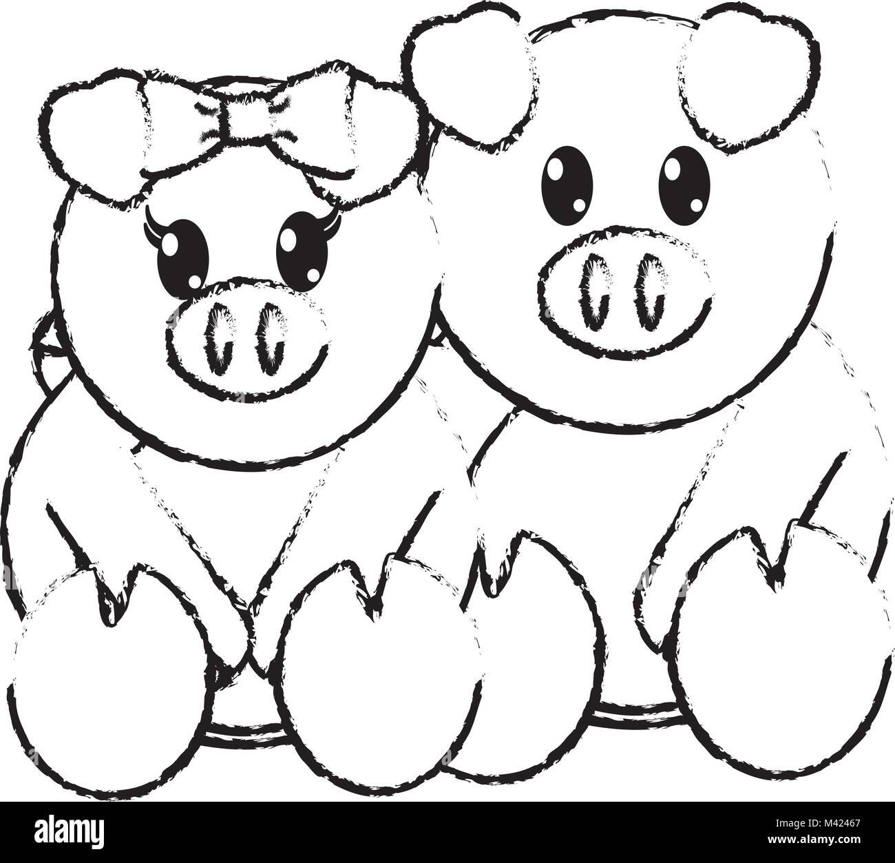 Pig animal zoo line Black and White Stock Photos & Images - Alamy