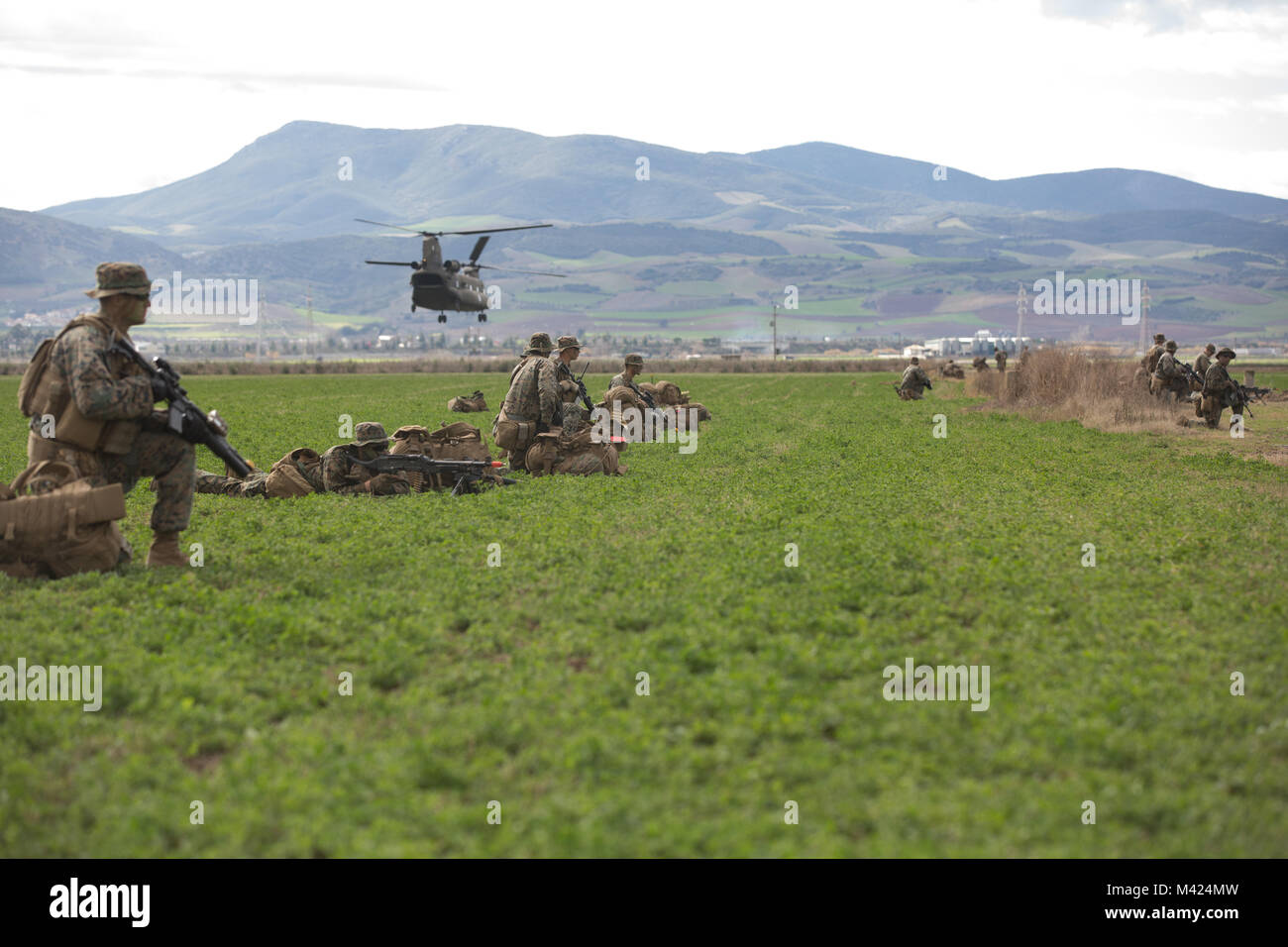 U.S. Marines with Black Sea Rotational Force 17.2 post security during ...