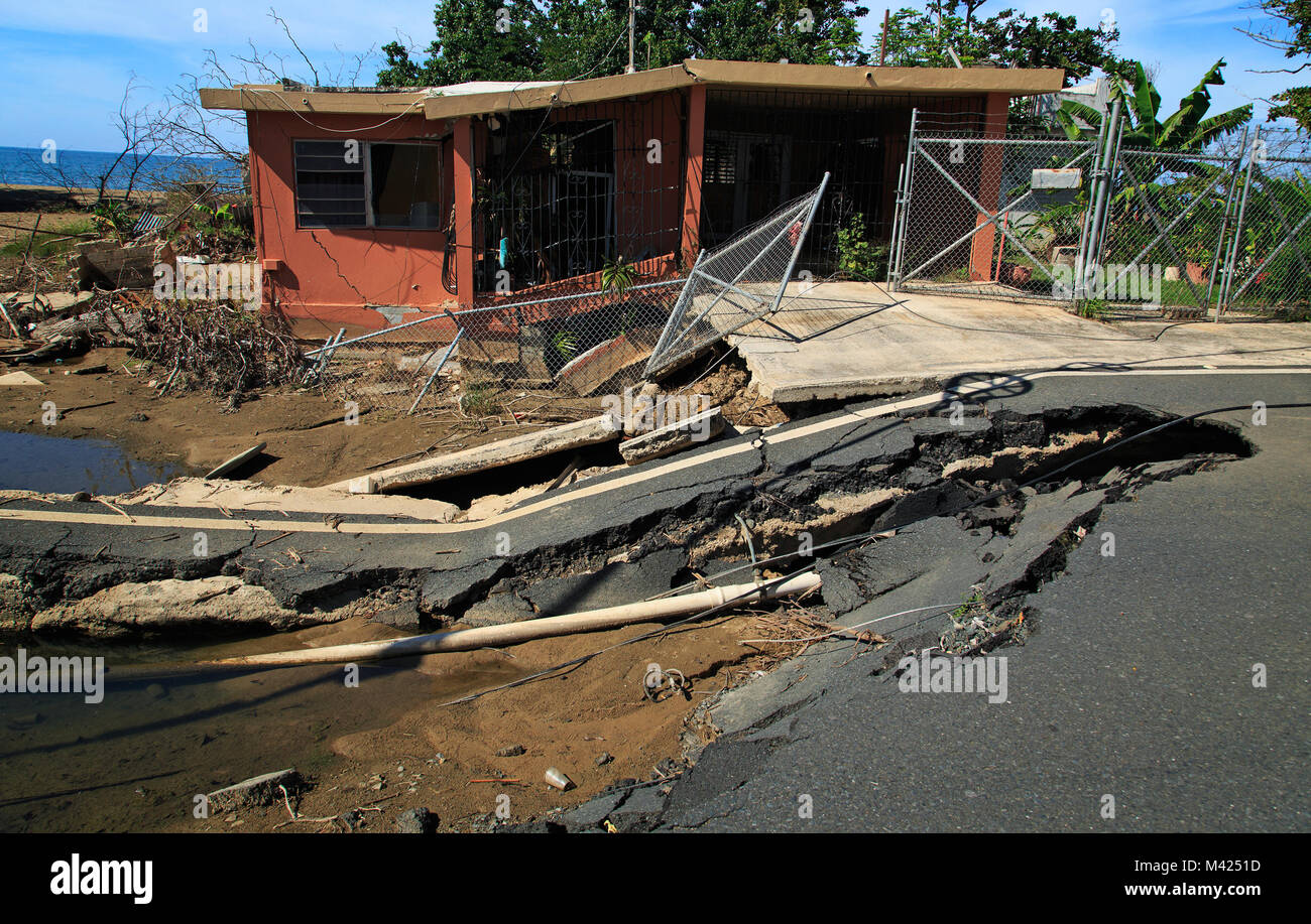 MAYAGÜEZ, Puerto Rico, January 19, 2018 - This home lost its footing ...