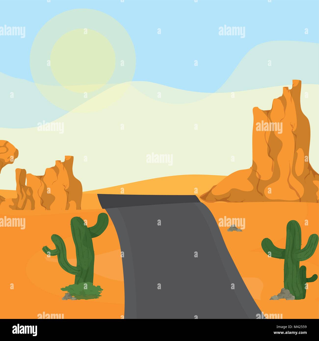 Desert highway scenic Stock Vector Images - Alamy