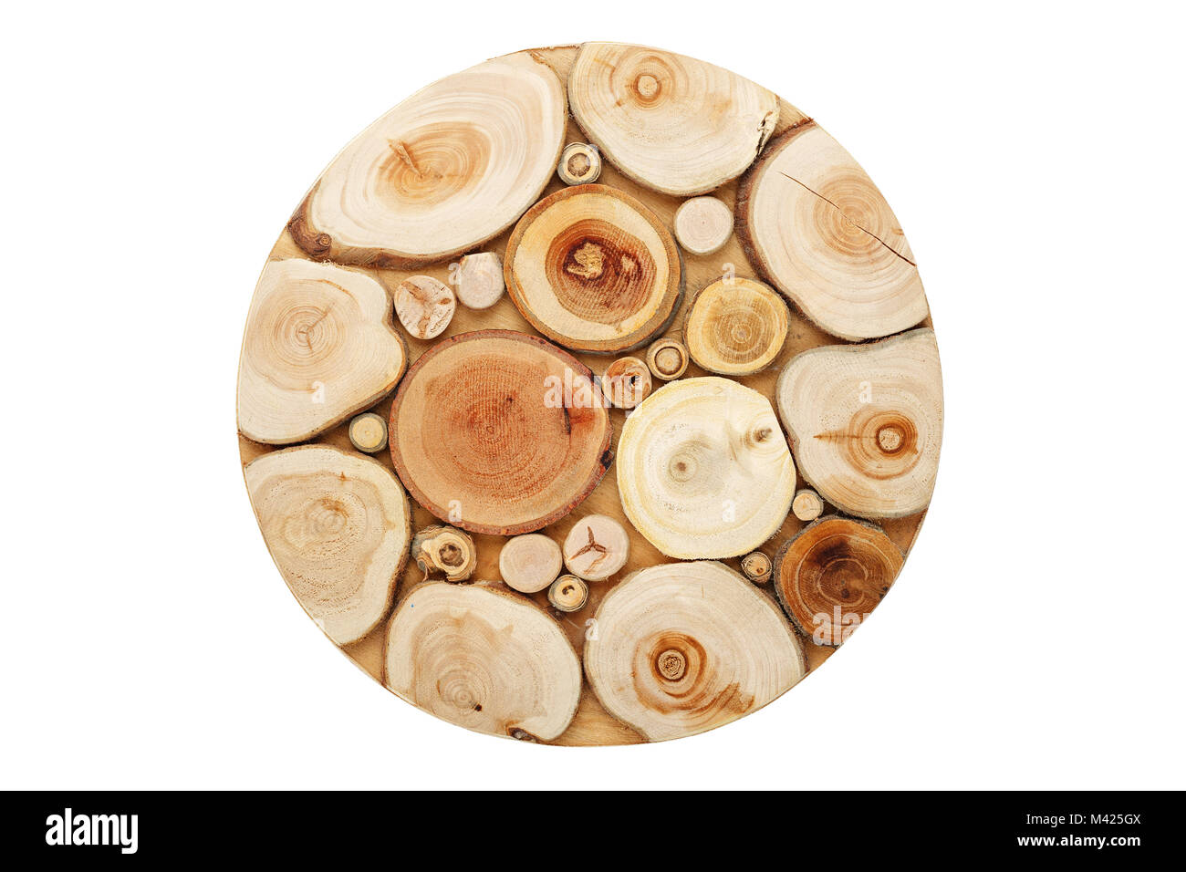 round wooden stand under a hot, top view, isolated Stock Photo - Alamy