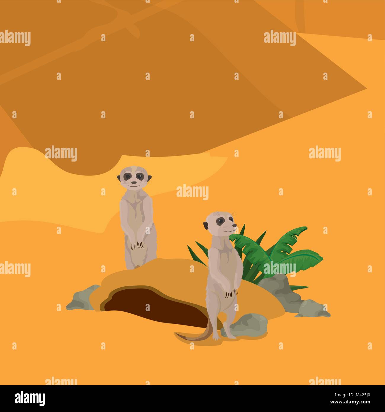 Meerkats in the desert Stock Vector Image & Art - Alamy