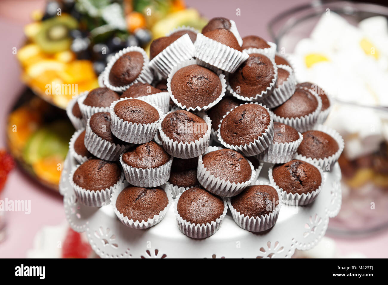 chocolate mini cupcakes on a plate lined with a slide, a holiday Candy ...