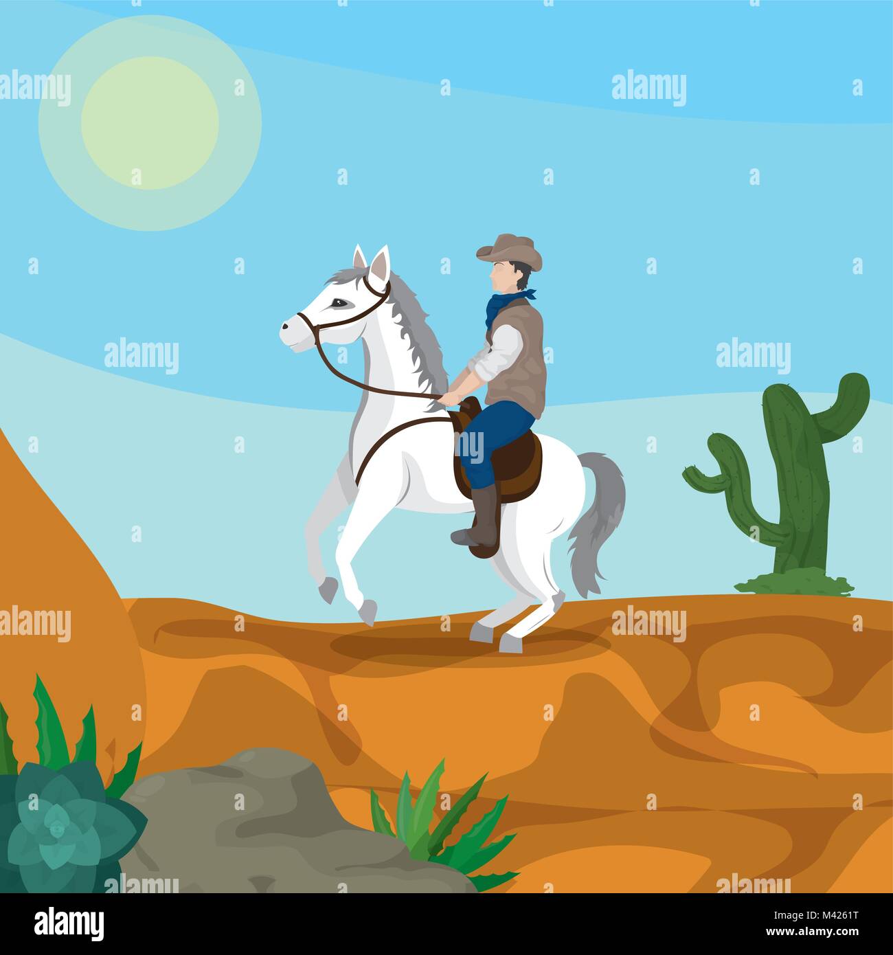 Cactus in cowboy hat Stock Vector Images - Alamy