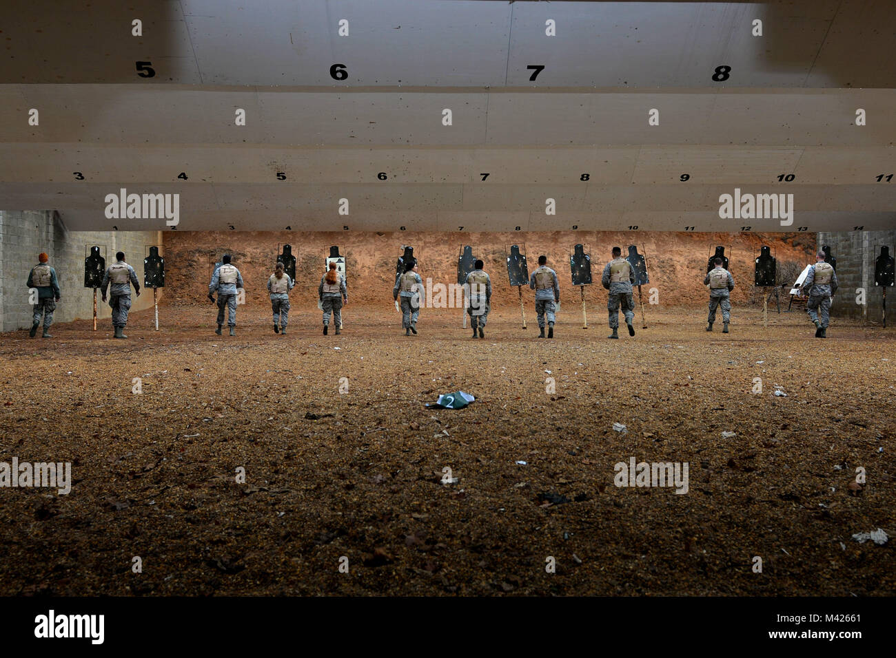Airmen from Little Rock Air Force Base head down range to inspect their ...