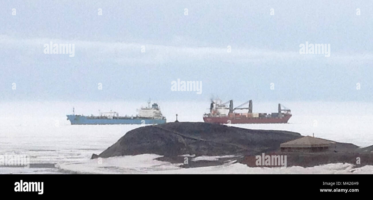 Military Sealift Command chartered ships MV Ocean Giant (front right ...