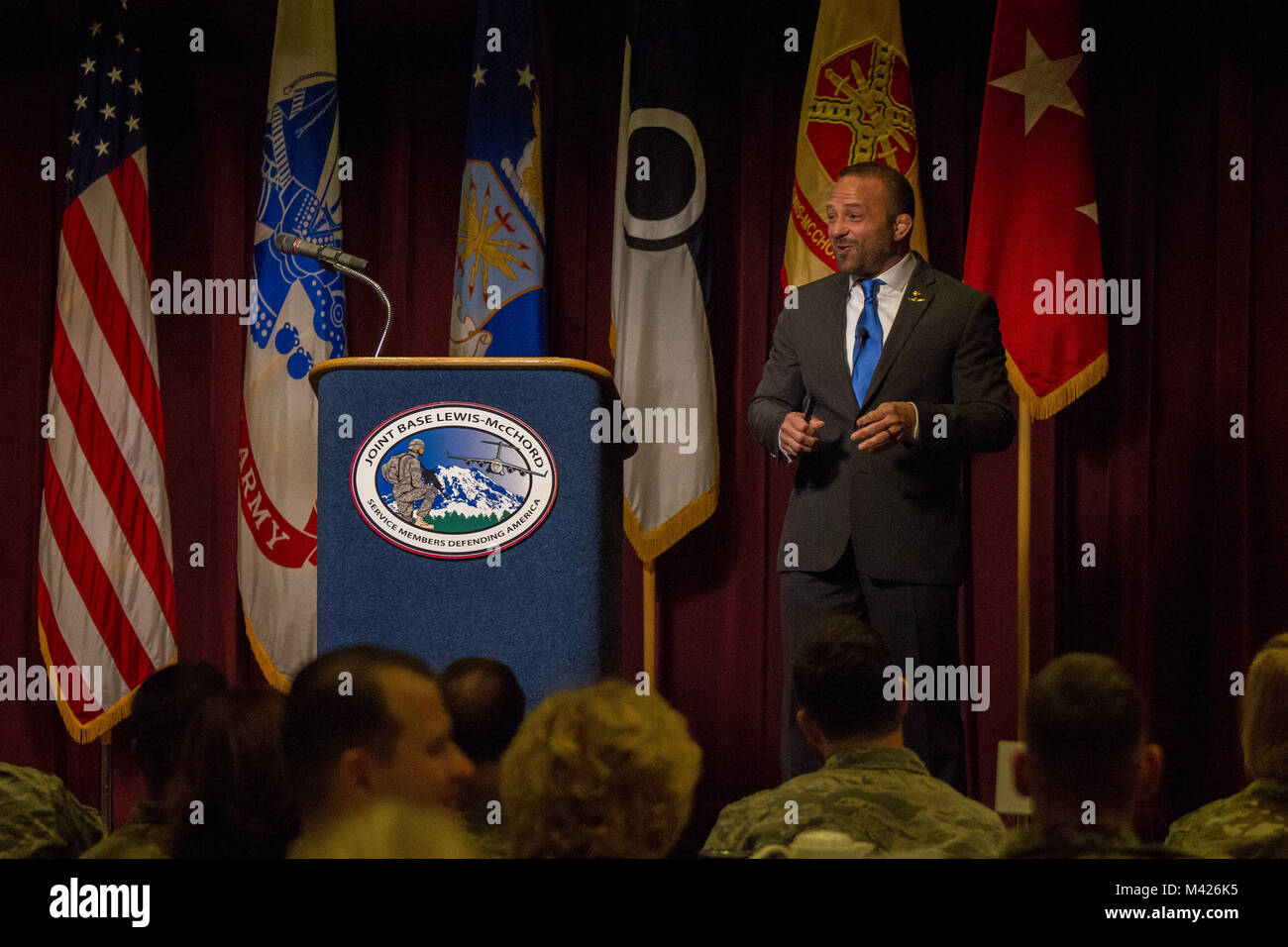 Guest speaker Chad Robichaux addresses the room during the 2018 Joint ...