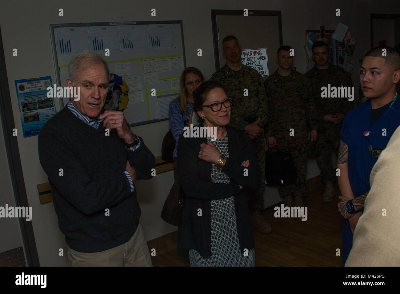 The Honorable Richard V. Spencer, Secretary of the Navy speaks with the ...