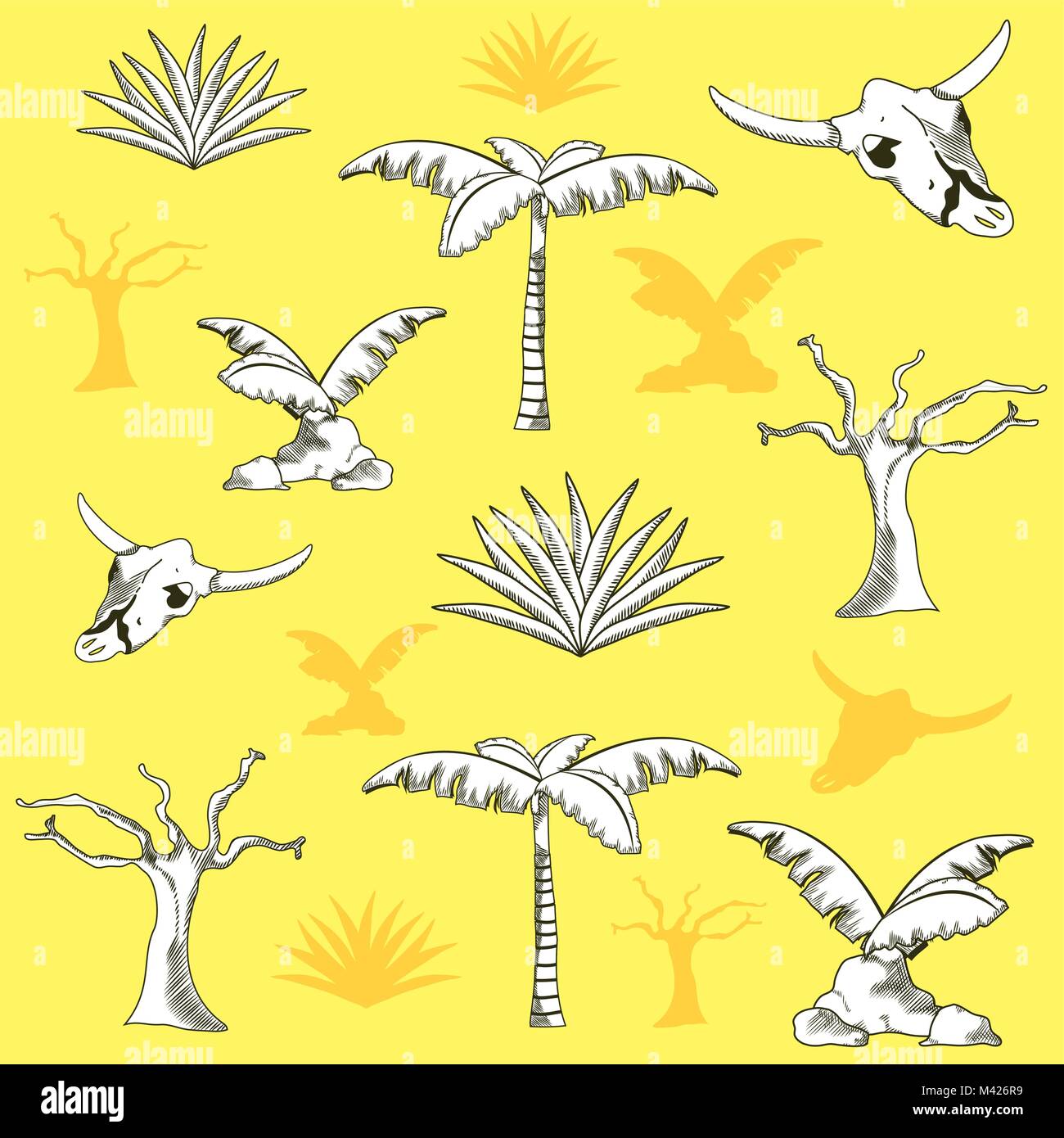 Desert plants hand drawn background Stock Vector Image & Art - Alamy